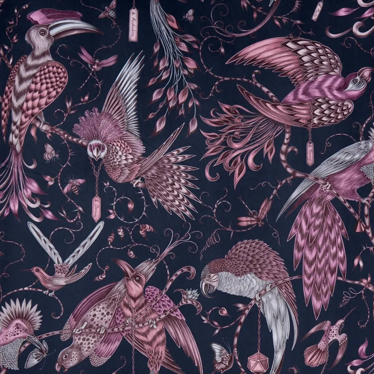 Clarke & Clarke X Emma Shipley 'Audubon Velvet - Pink' Fabric ...