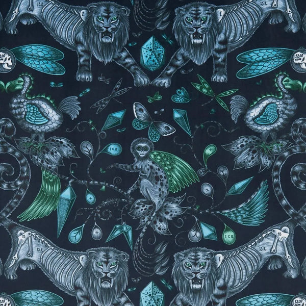 Extinct Velvet Navy Fabric - Clarke & Clarke X Emma Shipley ...