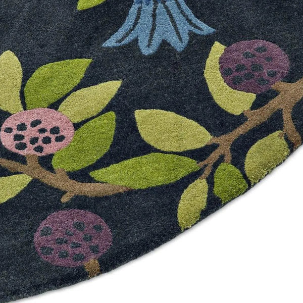 Sanderson 'Foraging - Indigo' Round Rug - Courthouse Interiors