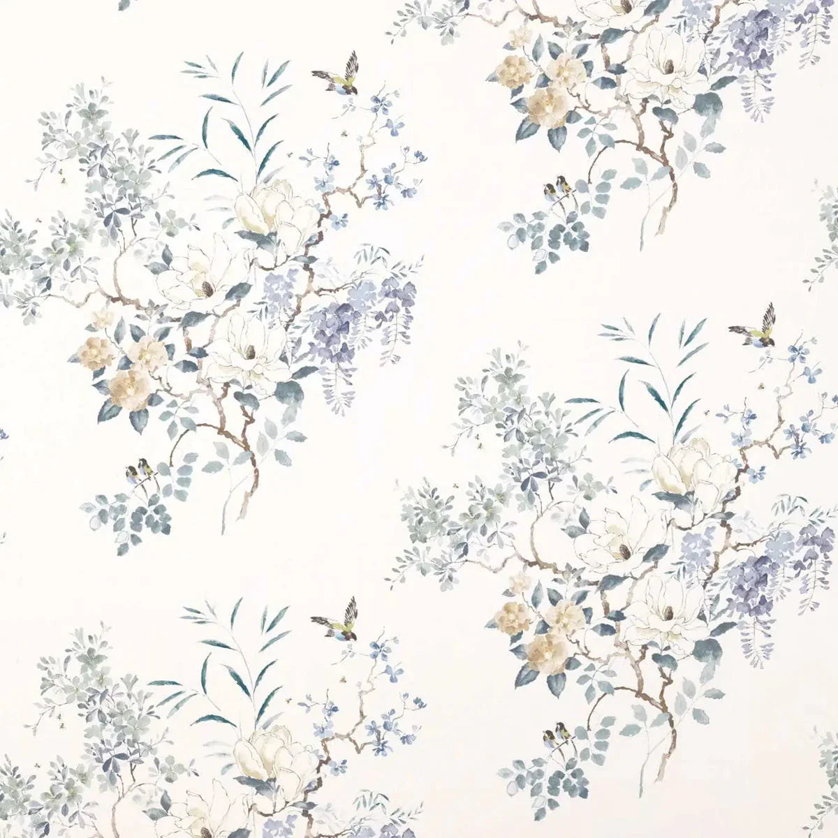 Magnolia & Blossom Linen Fabric - Sanderson - Courthouse Interiors