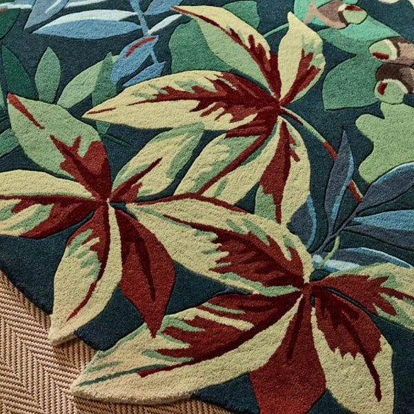 Sanderson 'Robins Wood - Forest Green' Round Rug - Courthouse Interiors