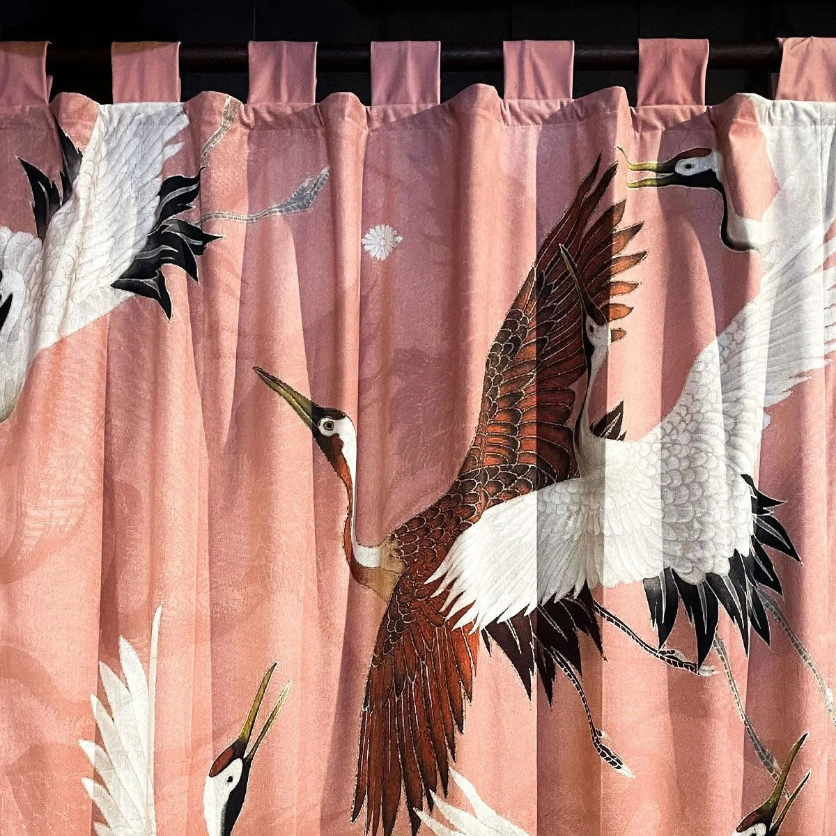 Crane Blush Printed Velvet Panel Curtain - Courthouse Interiors